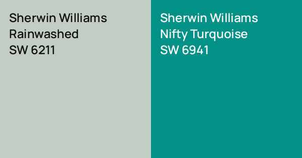 Sherwin Williams Rainwashed vs. Sherwin Williams Nifty Turquoise comparison