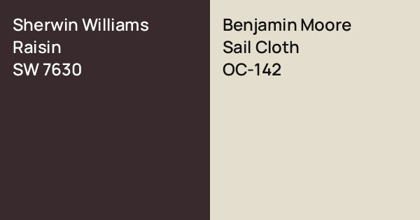 Sherwin Williams Raisin vs. Benjamin Moore Sail Cloth comparison