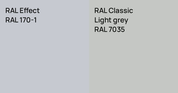 RAL Effect RAL 170-1 vs. RAL Classic Light grey comparison
