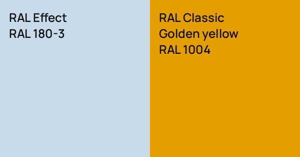 RAL Effect RAL 180-3 vs. RAL Classic Golden yellow comparison