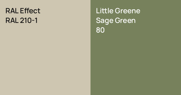 RAL Effect RAL 210-1 vs. Little Greene Sage Green comparison