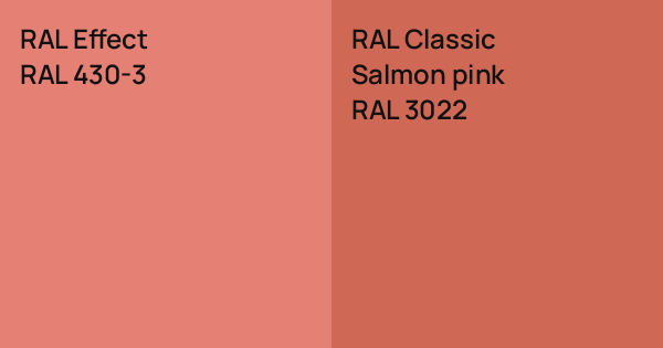 RAL Effect RAL 430-3 vs. RAL Classic Salmon pink comparison