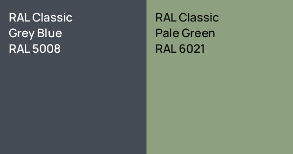 RAL Classic Grey Blue vs. RAL Classic Pale Green comparison