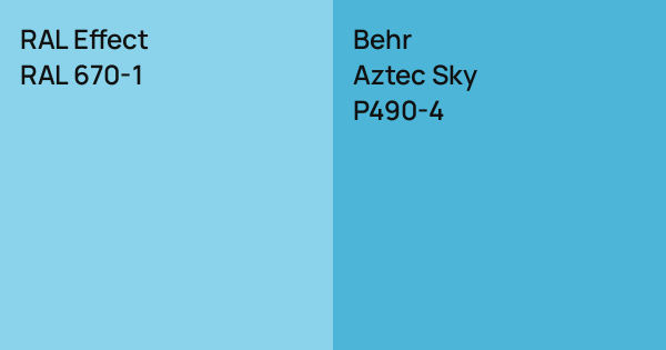 RAL Effect RAL 670-1 vs. Behr Aztec Sky comparison