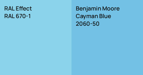 RAL Effect RAL 670-1 vs. Benjamin Moore Cayman Blue comparison