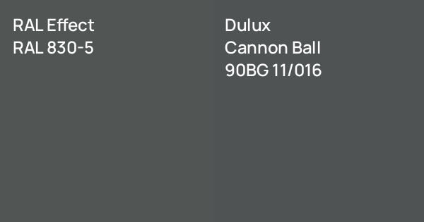 RAL Effect RAL 830-5 vs. Dulux Cannon Ball comparison
