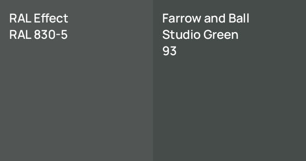 RAL Effect RAL 830-5 vs. Farrow and Ball Studio Green comparison