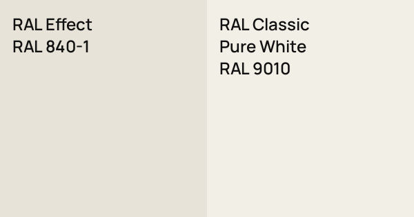RAL Effect RAL 840-1 vs. RAL Classic Pure White comparison