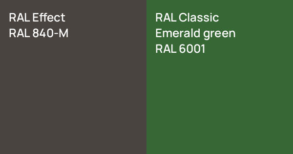RAL Effect RAL 840-M vs. RAL Classic Emerald green comparison