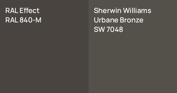 RAL Effect RAL 840-M vs. Sherwin Williams Urbane Bronze comparison
