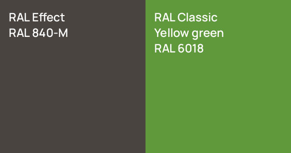 RAL Effect RAL 840-M vs. RAL Classic Yellow green comparison