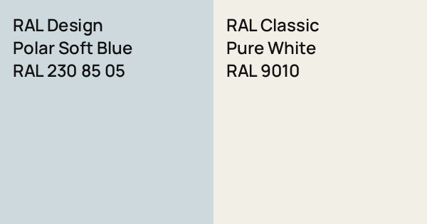 RAL Design Polar Soft Blue vs. RAL Classic Pure White comparison