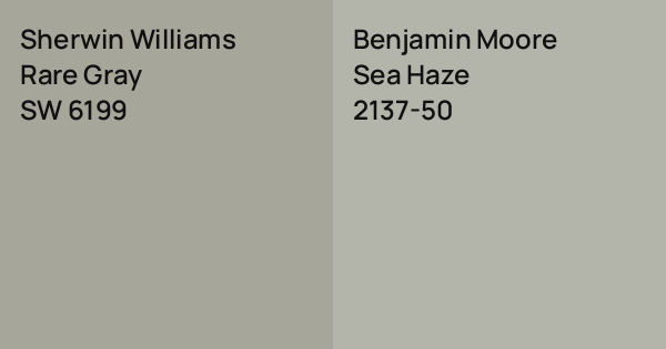 Sherwin Williams Rare Gray vs. Benjamin Moore Sea Haze comparison