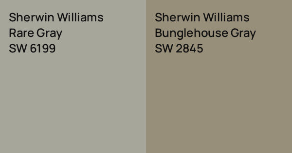 Sherwin Williams Rare Gray vs. Sherwin Williams Bunglehouse Gray comparison