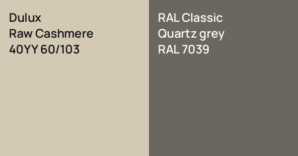 Dulux Raw Cashmere vs. RAL Classic Quartz grey comparison
