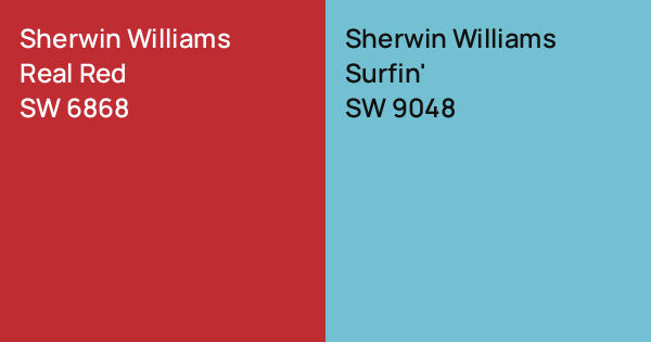 Sherwin Williams Real Red vs. Sherwin Williams Surfin' comparison