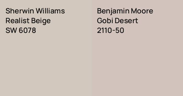 Sherwin Williams Realist Beige vs. Benjamin Moore Gobi Desert comparison