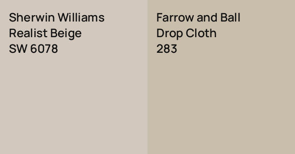 Sherwin Williams Realist Beige vs. Farrow and Ball Drop Cloth comparison