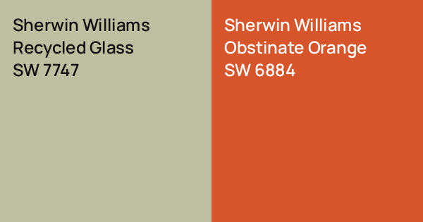 Sherwin Williams Recycled Glass vs. Sherwin Williams Obstinate Orange ...