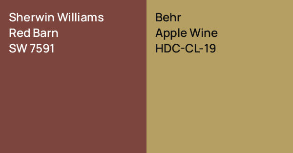 Sherwin Williams Red Barn vs. Behr Apple Wine comparison