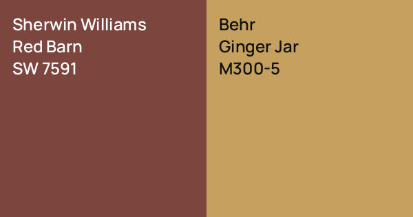 Sherwin Williams Red Barn vs. Behr Ginger Jar comparison