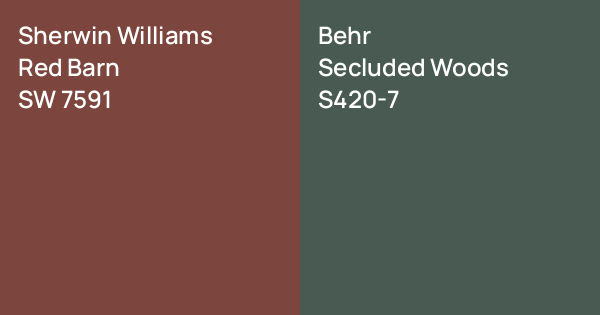 Sherwin Williams Red Barn vs. Behr Secluded Woods comparison