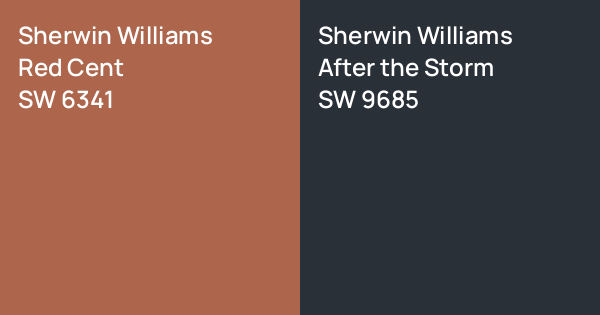 Sherwin Williams Red Cent vs. Sherwin Williams After the Storm comparison