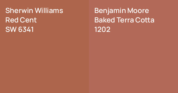 Sherwin Williams Red Cent vs. Benjamin Moore Baked Terra Cotta comparison