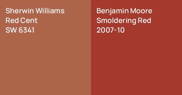 Sherwin Williams Red Cent vs. Benjamin Moore Smoldering Red comparison