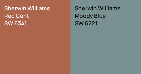 Sherwin Williams Red Cent vs. Sherwin Williams Moody Blue comparison