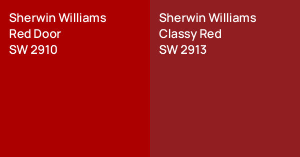 Sherwin Williams Red Door vs. Sherwin Williams Classy Red comparison