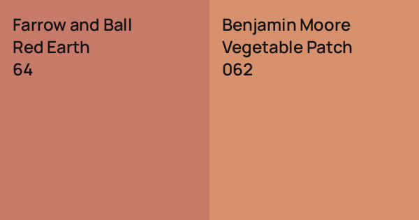 Farrow and Ball Red Earth vs. Benjamin Moore Vegetable Patch comparison