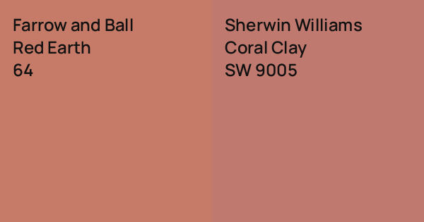 Farrow and Ball Red Earth vs. Sherwin Williams Coral Clay comparison