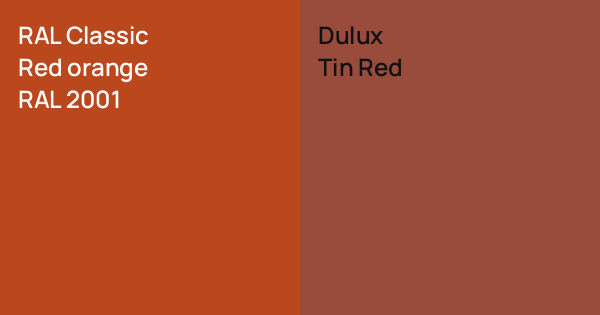 RAL Classic Red orange vs. Dulux Tin Red comparison
