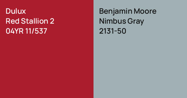 Dulux Red Stallion 2 vs. Benjamin Moore Nimbus Gray comparison