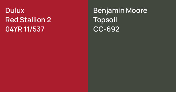 Dulux Red Stallion 2 vs. Benjamin Moore Topsoil comparison