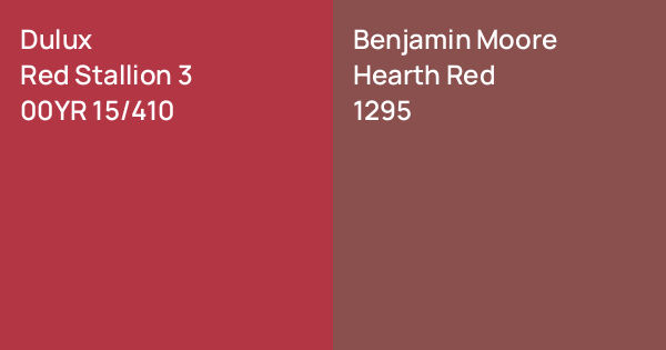 Dulux Red Stallion 3 vs. Benjamin Moore Hearth Red comparison