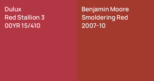 Dulux Red Stallion 3 vs. Benjamin Moore Smoldering Red comparison