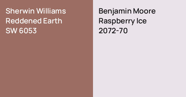 Sherwin Williams Reddened Earth vs. Benjamin Moore Raspberry Ice comparison