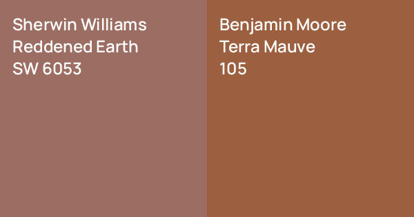 Sherwin Williams Reddened Earth vs. Benjamin Moore Terra Mauve comparison