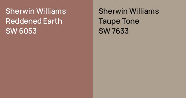 Sherwin Williams Reddened Earth vs. Sherwin Williams Taupe Tone comparison