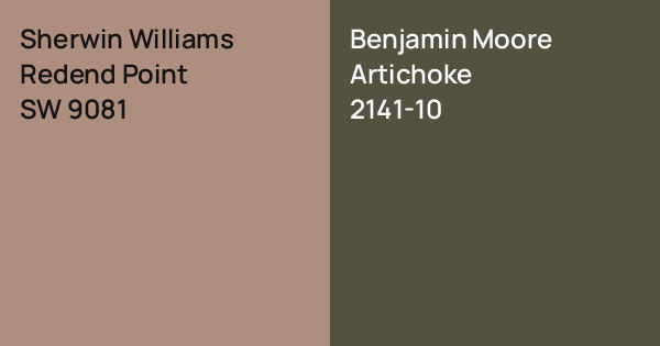 Sherwin Williams Redend Point vs. Benjamin Moore Artichoke comparison