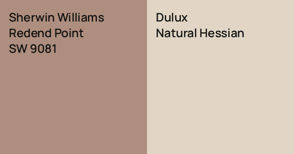 Sherwin Williams Redend Point vs. Dulux Natural Hessian comparison