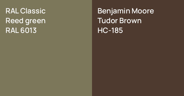 RAL Classic Reed green vs. Benjamin Moore Tudor Brown comparison