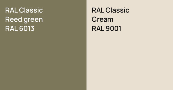 RAL Classic Reed green vs. RAL Classic Cream comparison