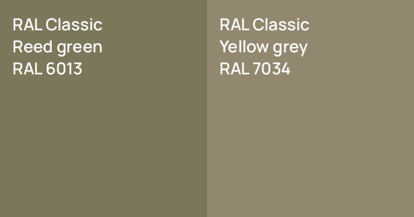 RAL Classic Reed green vs. RAL Classic Yellow grey comparison