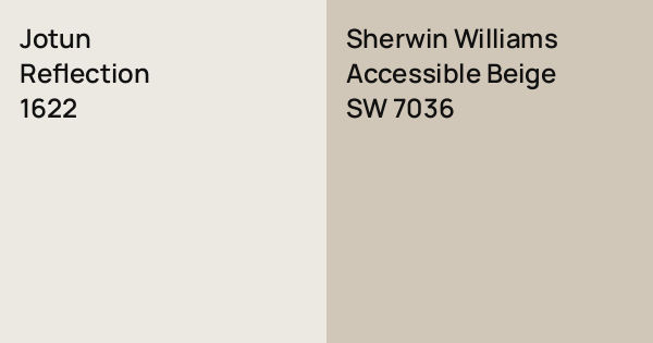 Jotun Reflection vs. Sherwin Williams Accessible Beige comparison