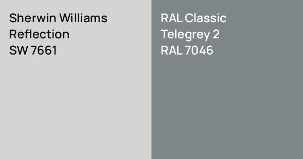 Sherwin Williams Reflection vs. RAL Classic Telegrey 2 comparison