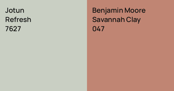 Jotun Refresh vs. Benjamin Moore Savannah Clay comparison