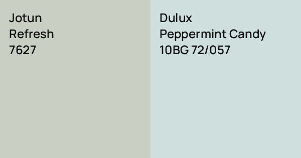 Jotun Refresh vs. Dulux Peppermint Candy comparison
